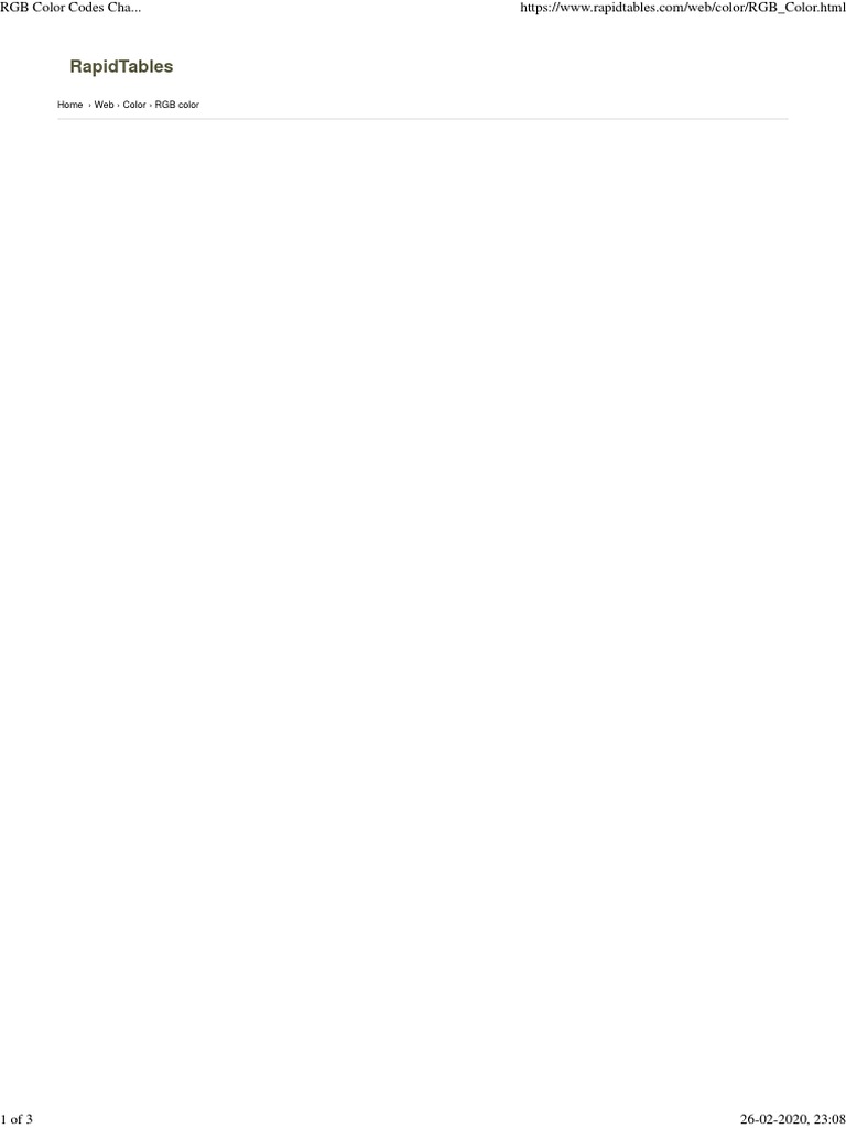 RGB Color Codes Chart | PDF