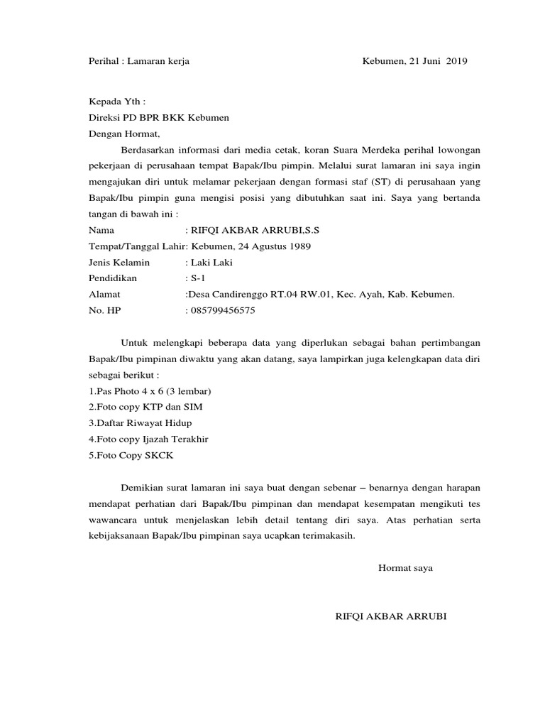 Surat Lamaran Kerjapolytron | PDF