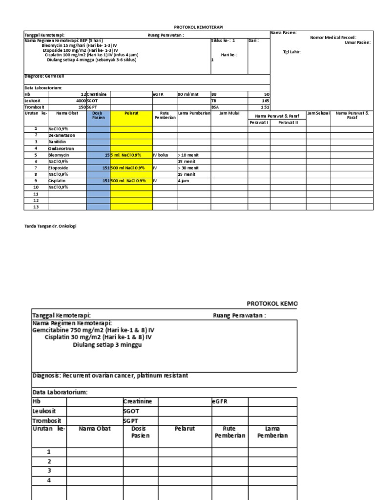 Latihan Protokol Kemoterapi | PDF