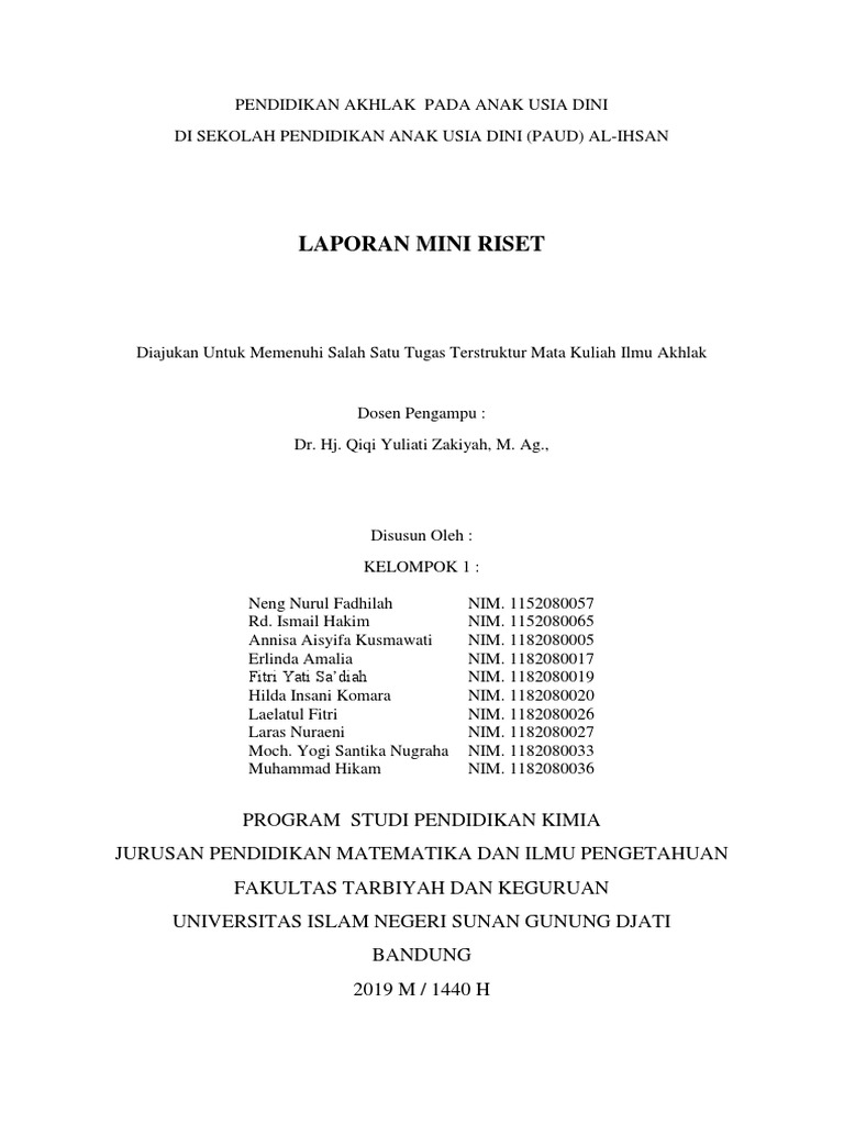 Laporan Mini Riset Ilmu Akhlak | PDF