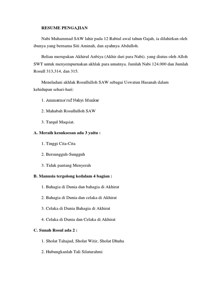 Resume Pengajian | PDF