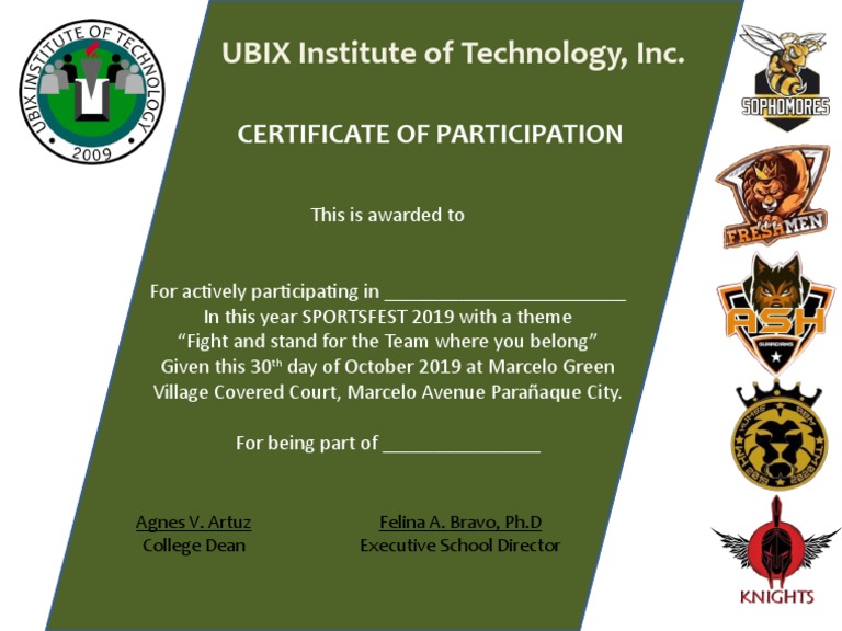 Sports Fest Certificate | PDF