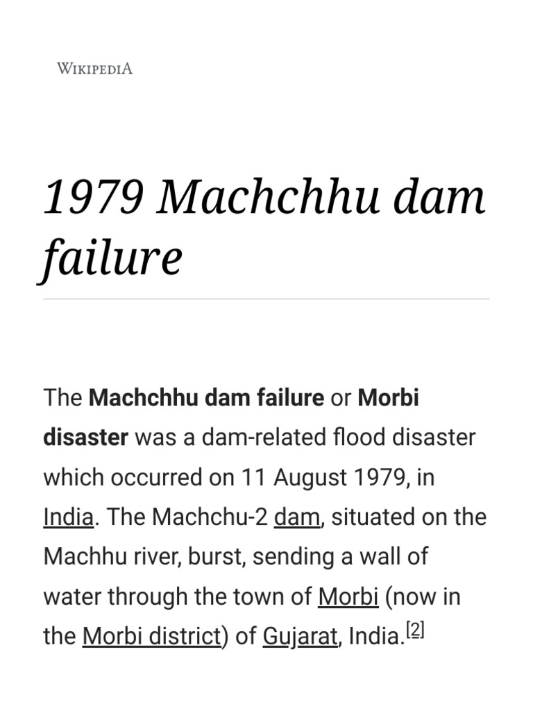 1979 Machchhu Dam Failure - Wikipedia | PDF