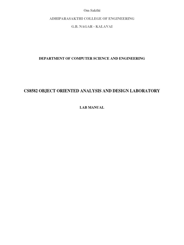 Ooad Lab Manual | PDF | Finance & Money Management | Computers