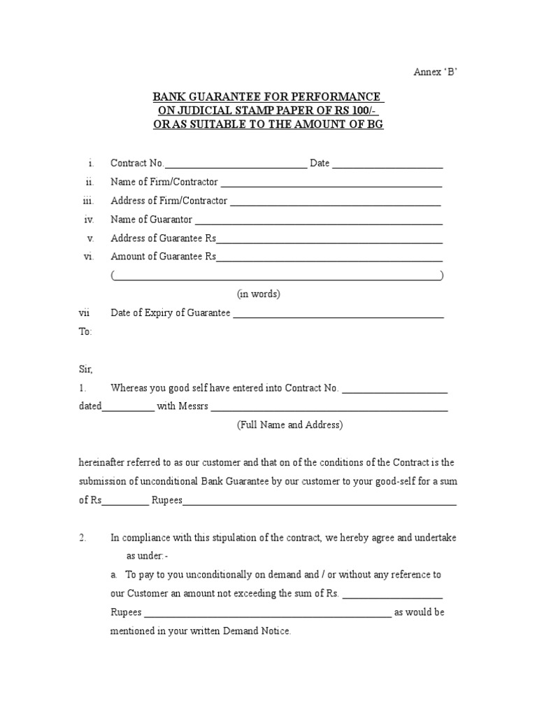 Bank Guarantee Form - Pakistan | PDF | Business | Finance & Money ...
