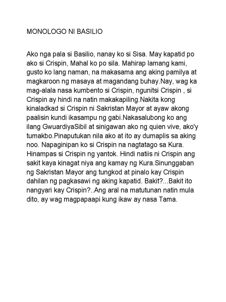 Monologo Ni Basilio | PDF