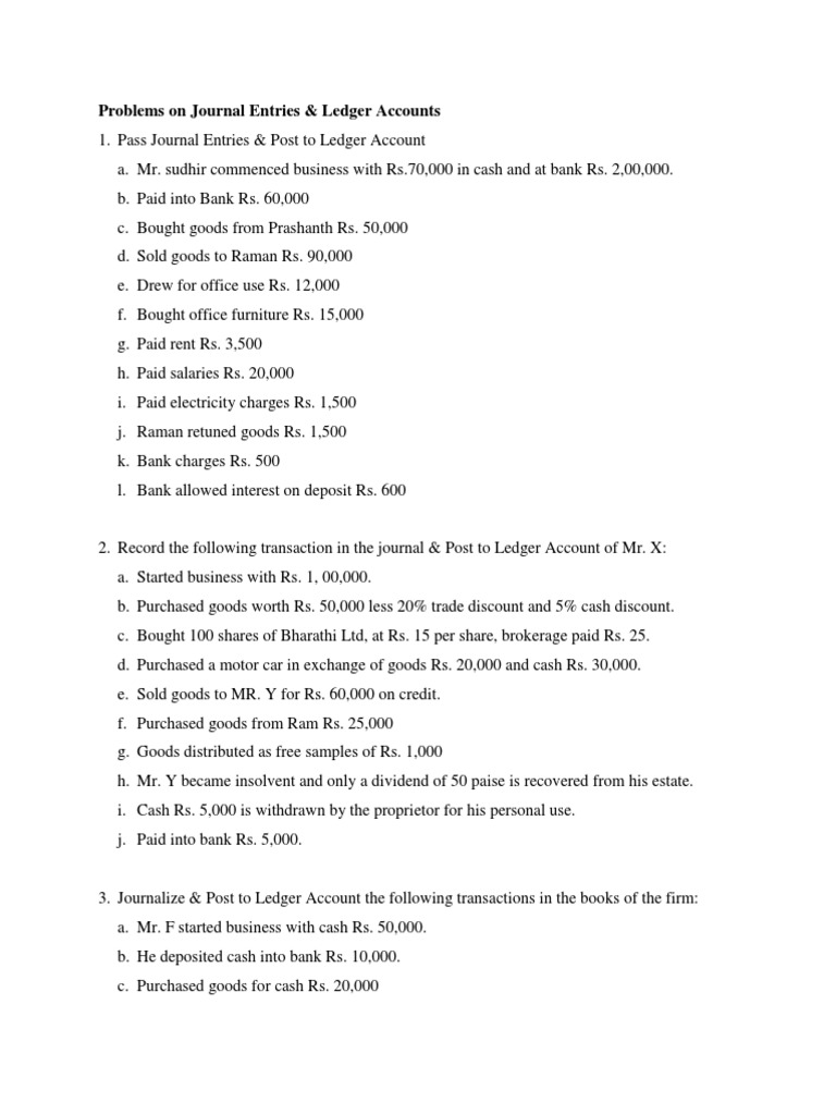 Problems On Journal Entries | PDF