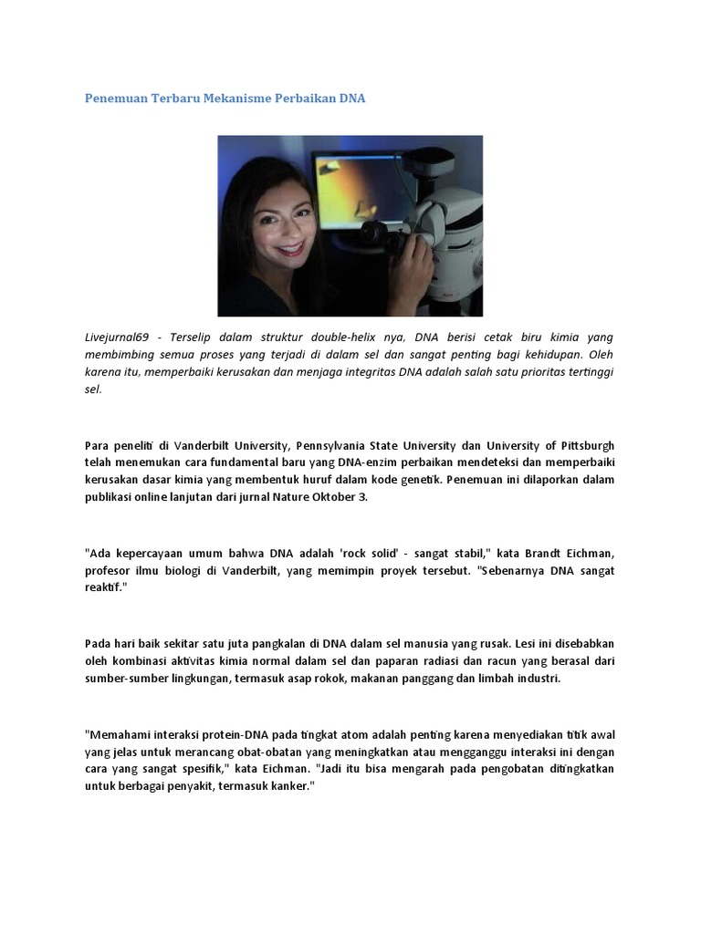 Mekanisme Baru Perbaikan DNA Ditemukan | PDF