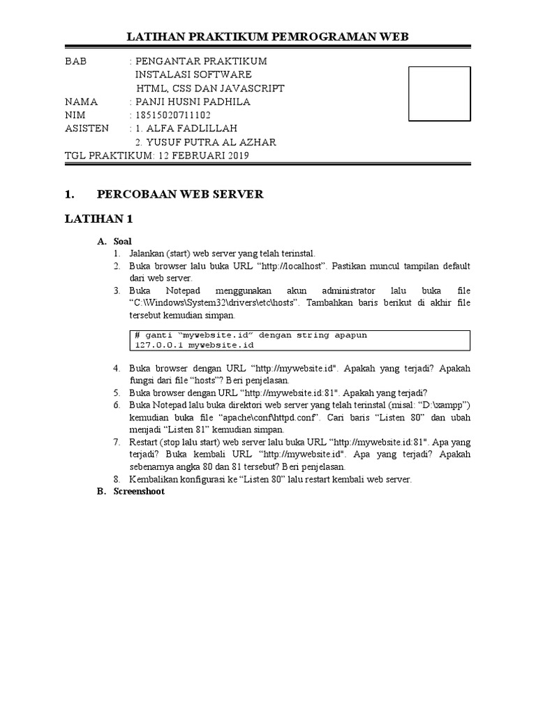 Pengantar Praktikum Pemrograman Web | PDF