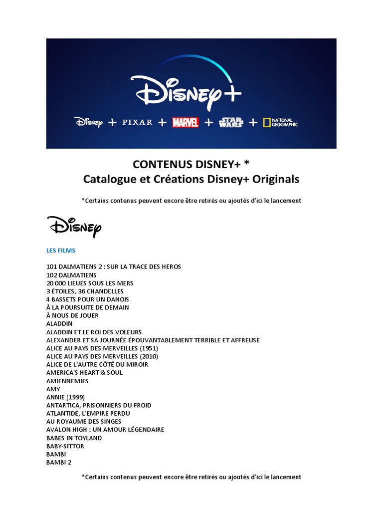 Le Catalogue Disney Pdf