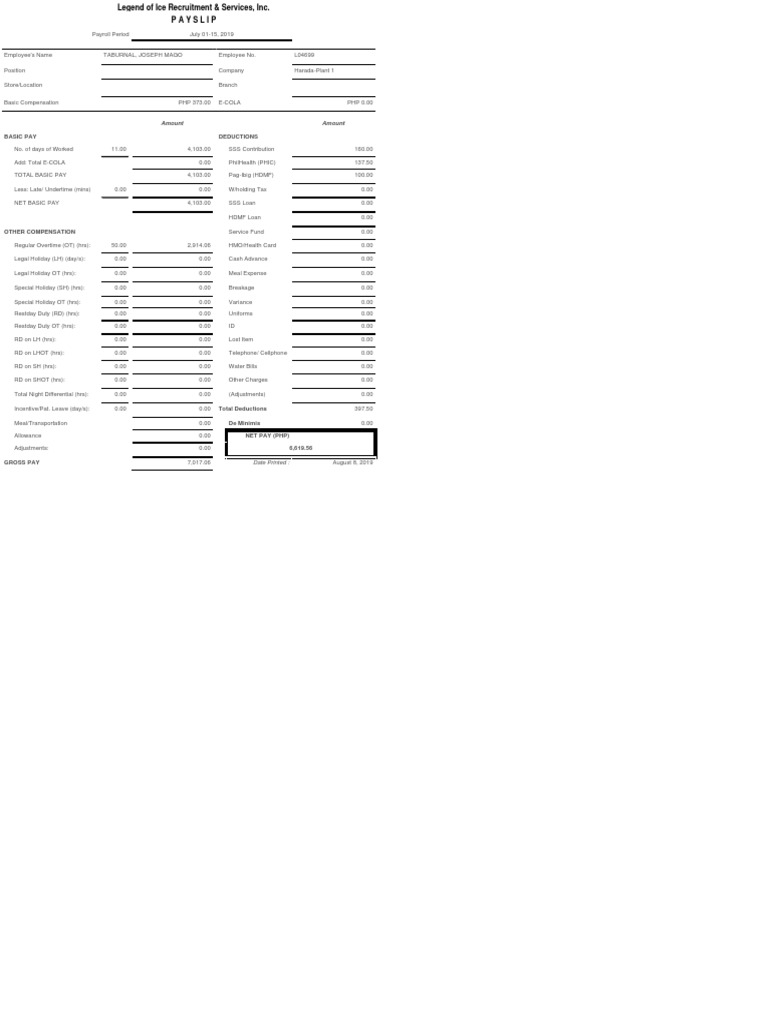 LOIPayslip Report 4 PV2 | PDF