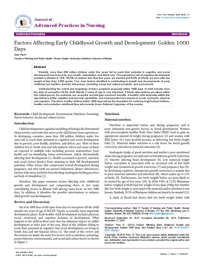 Factors Affecting Early Childhood Growth and Development Golden ...