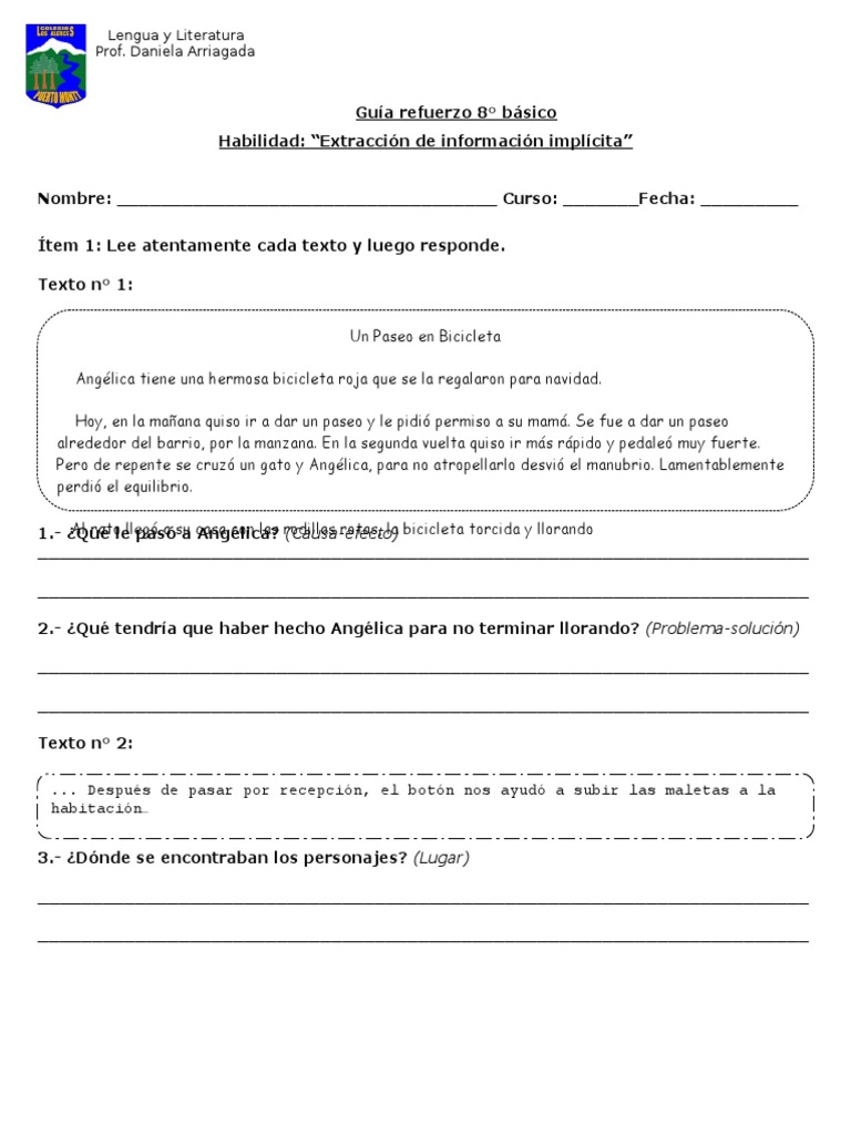 Guia 1 Refuerzo Inferencias | PDF