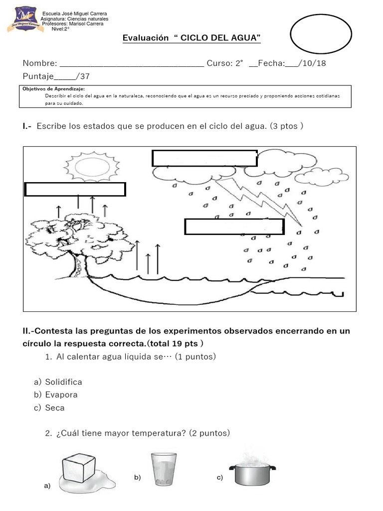 Prueba CICLO DEl Agua | PDF