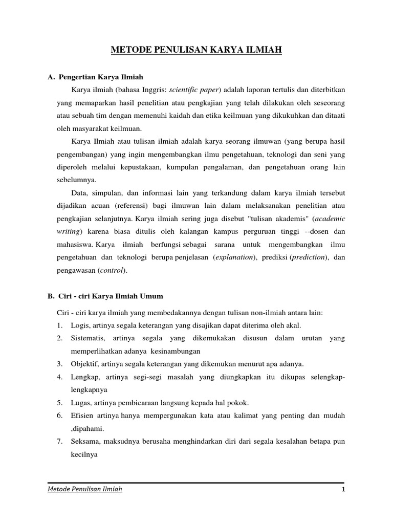 MODUL Metode Penulisan Karya Ilmiah (Ashadi) | PDF