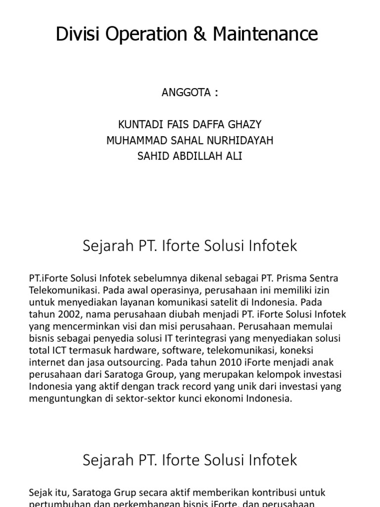 Divisi Operasional dan Pemeliharaan iForte | PDF | Griya & Taman
