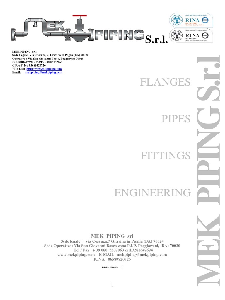 MEK Piping Product Catalog 2010 | PDF