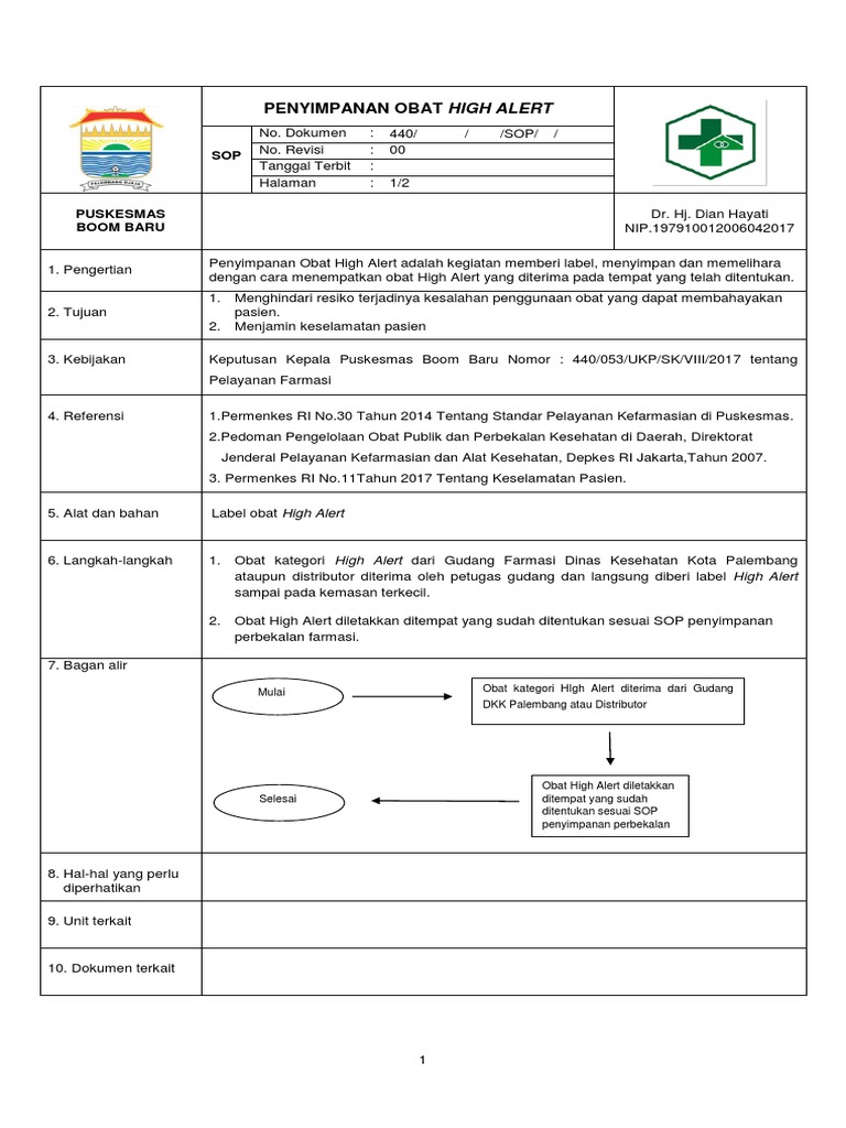 Sop Penyimpanan Obat High Alert Pdf