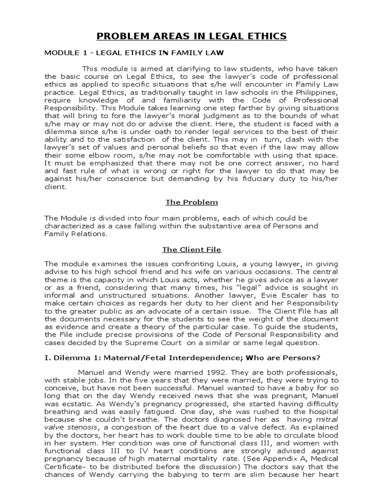 Legal Ethics in Family Law Scenarios | PDF | Wellness