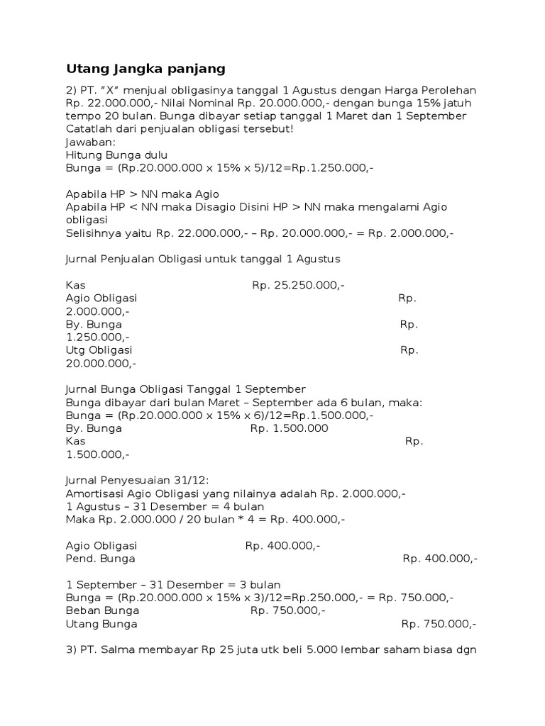 Contoh Utang Jangka Panjang dan Jurnal | PDF