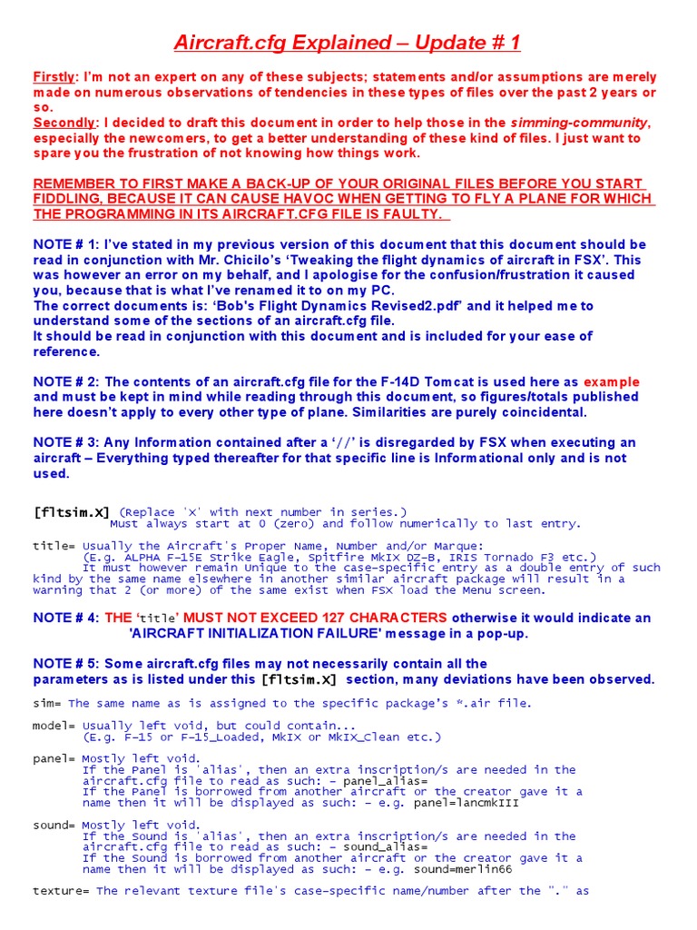 Explaining Aircraft - CFG Files - 1.0 | PDF