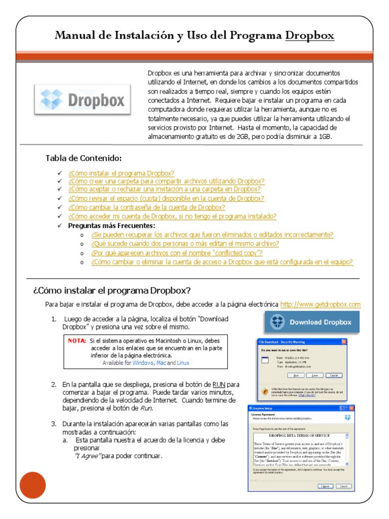 Manual Instalacion Uso Dropbox PDF | PDF | Archivo de computadora | Contraseña