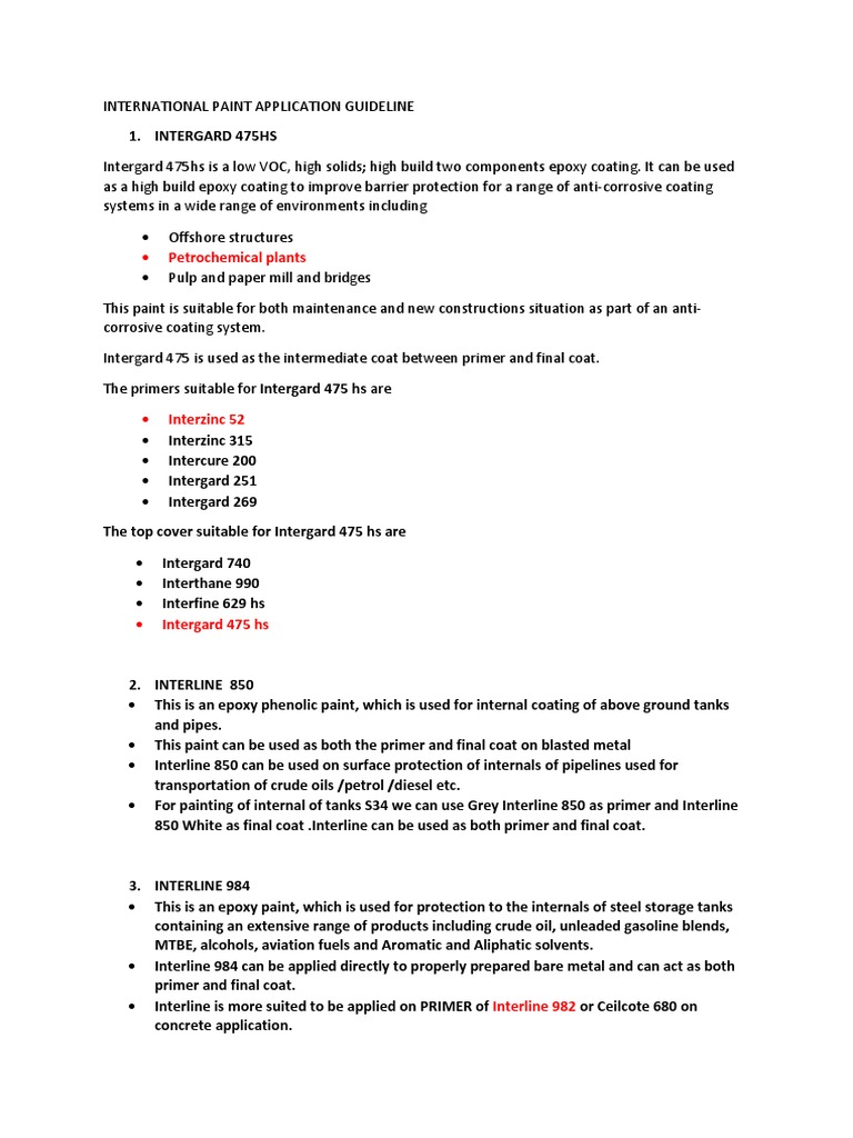 Guidelines for Applying Various International Paint Coatings to Protect Structures and Equipment ...