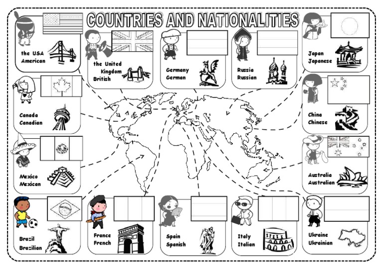 Worksheet Countries Nationalities | PDF