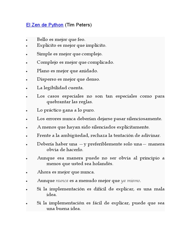 El Zen de Python | PDF