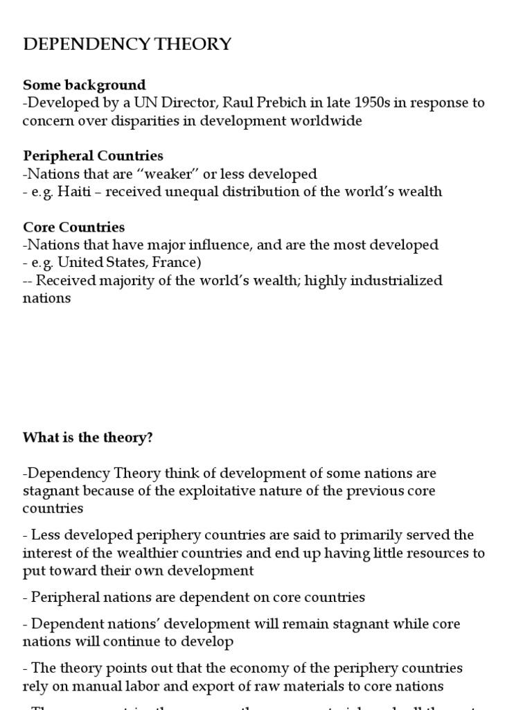 Dependency Theory of Economic Growth and Development | PDF