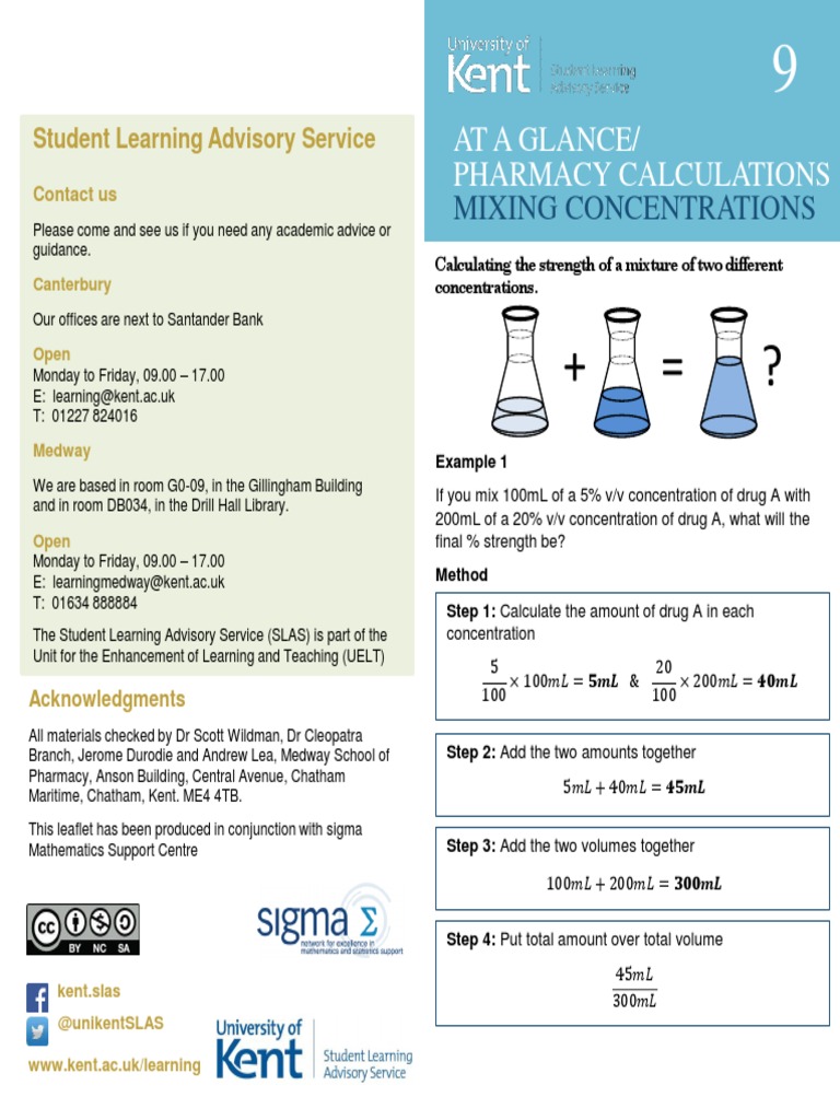 Mixing Concentrations Pdf