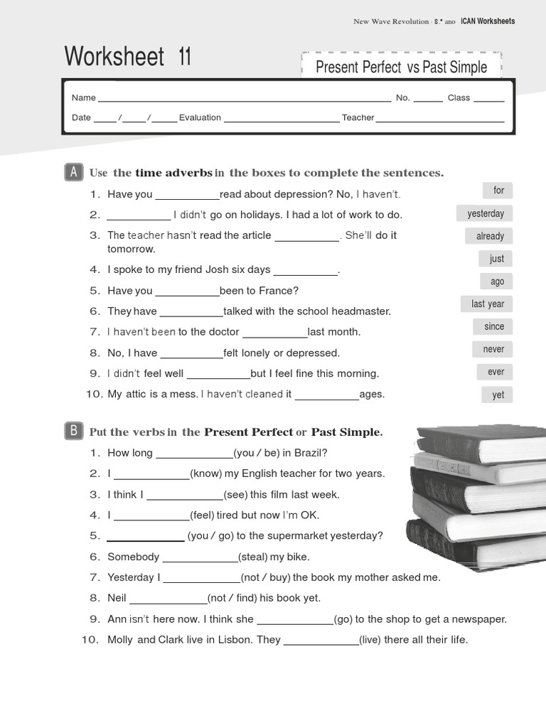 Grammar Worksheet - Present Perfect Vs Past Simple