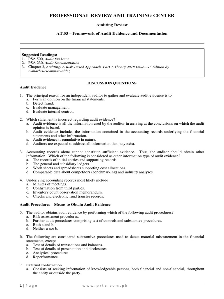 Audit Evidence and Documentation Framework | PDF