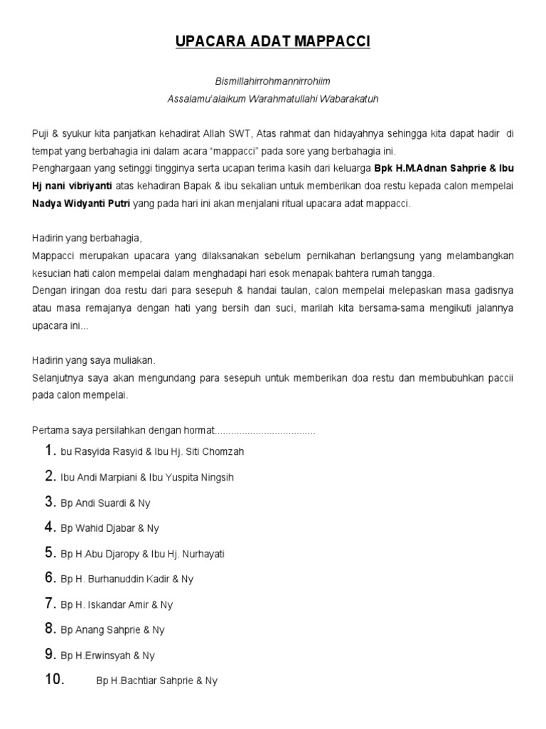 Teks MC Pengajian & Upacara Adat Mappacci | PDF