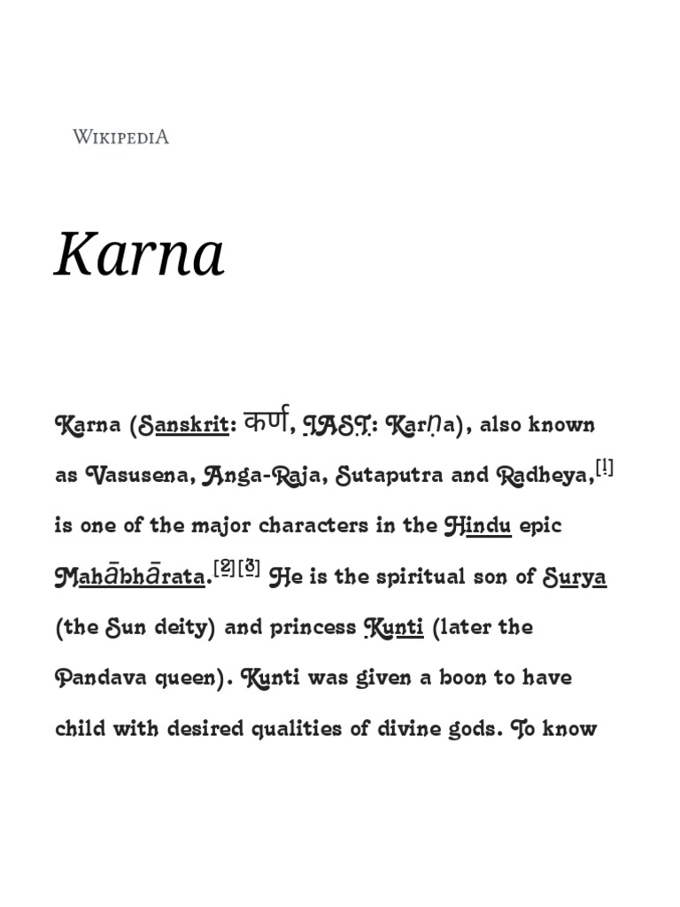 Karna - Wikipedia | PDF