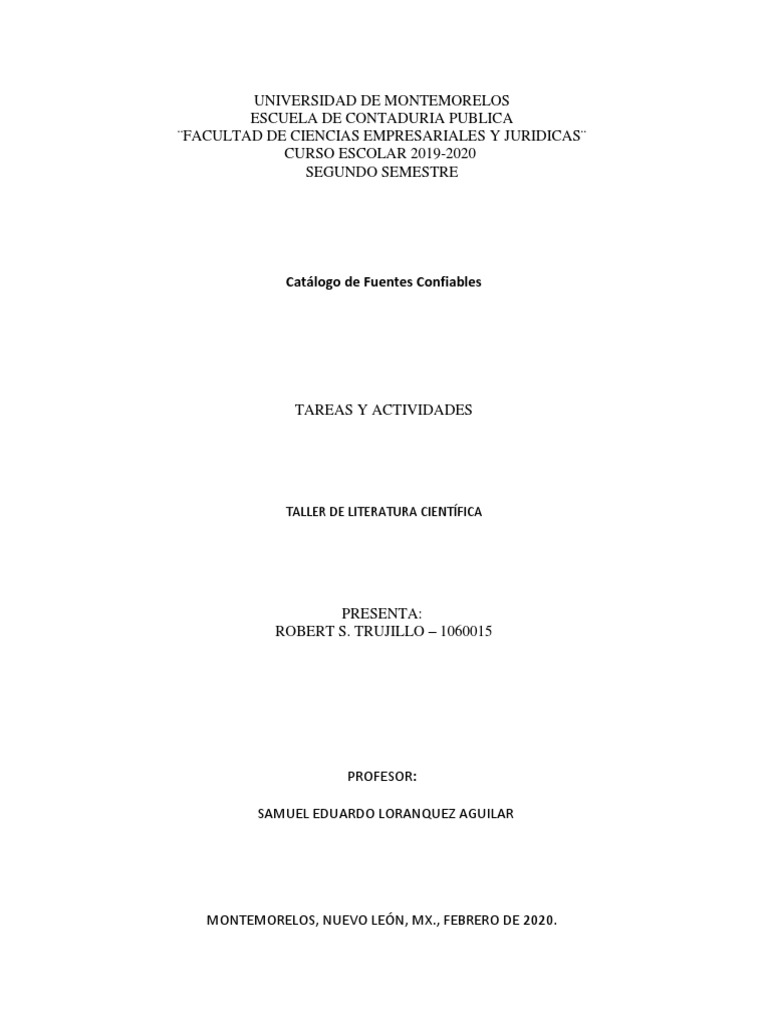 Catálogo de Bases de Datos Confiables | PDF