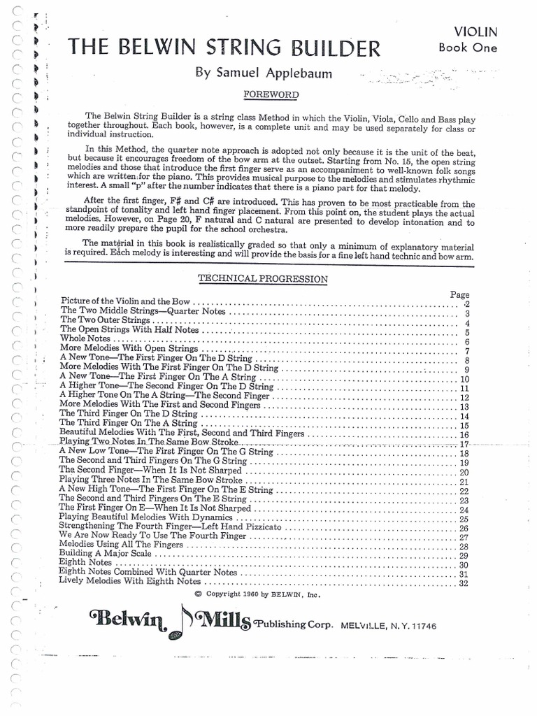 Samuel Applebaum String-Builder-Book-01 Violin | PDF