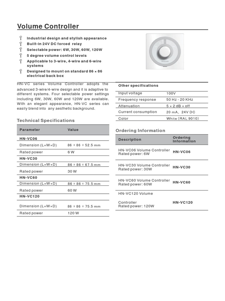 Datasheet - Volume Controller | PDF