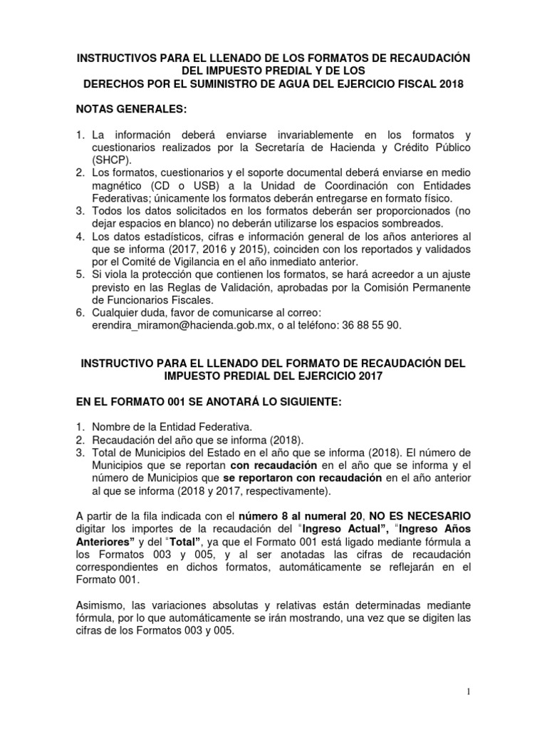 Instructivo para Llenado de Formatos | PDF