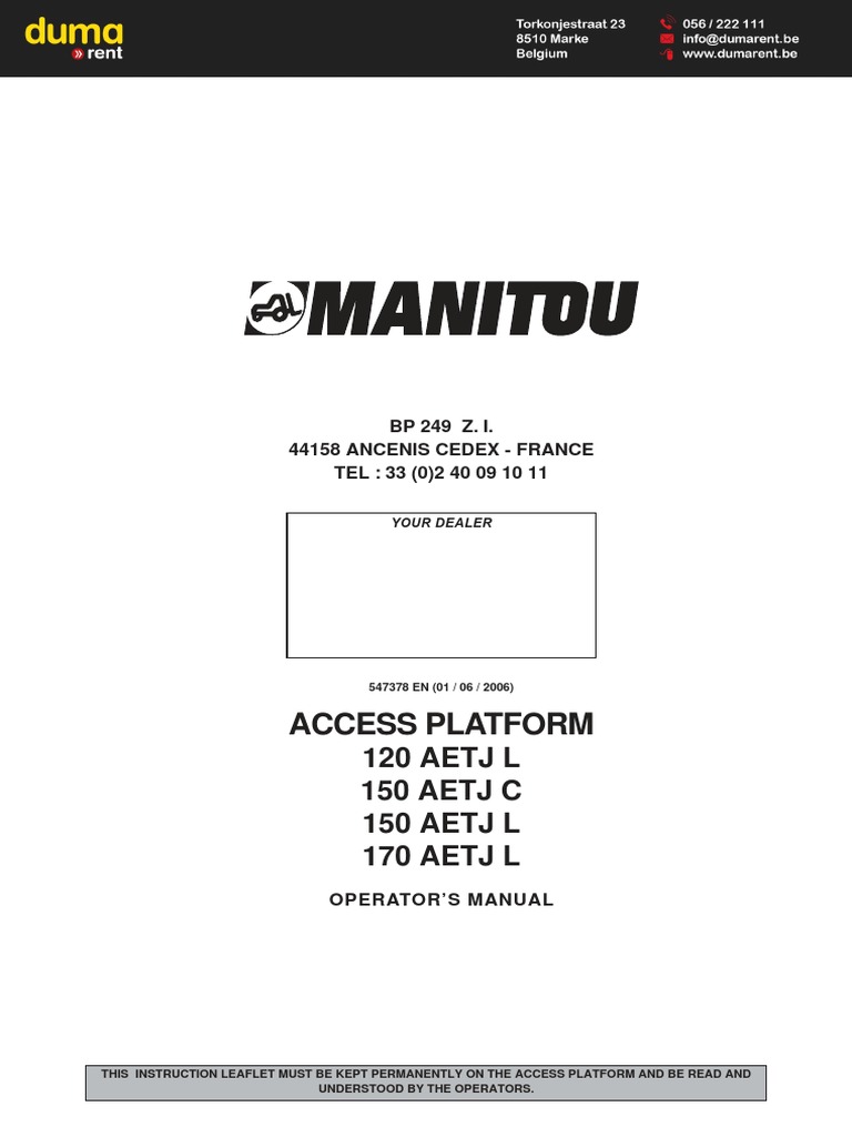 Manitou 120 - 150 - 170 - Aetj - C - L | PDF