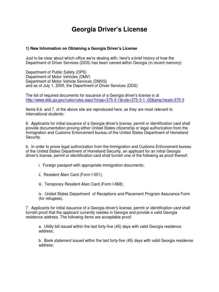 Georgia Drivers License | PDF | Department Of Motor Vehicles | Driver's ...