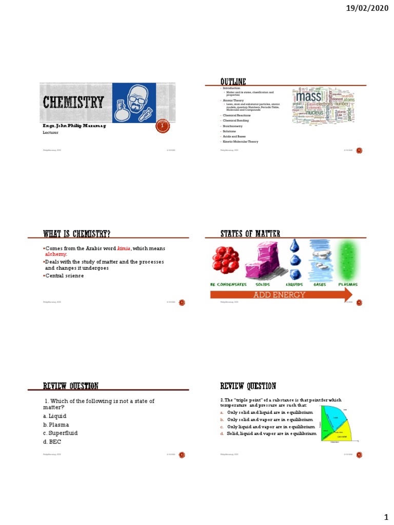 Chemistry Concepts and Review Questions | PDF