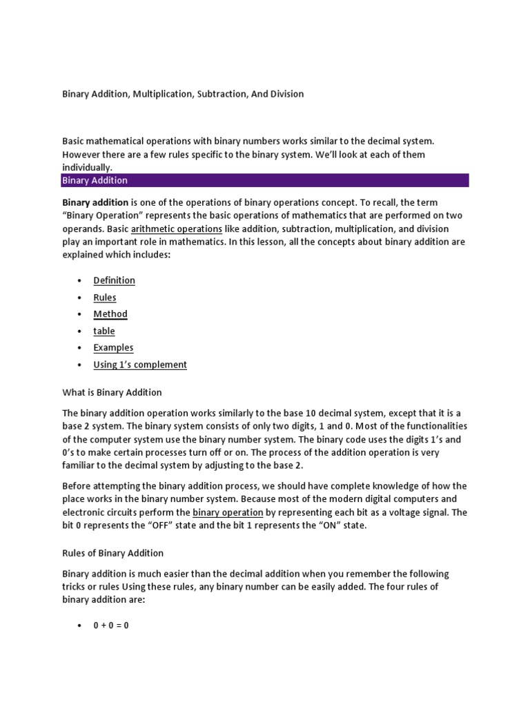 Binary Numbers | PDF