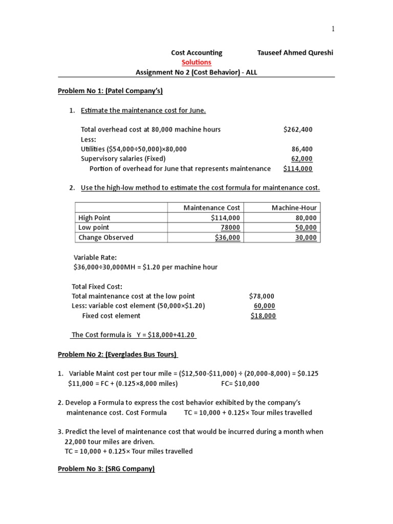Cost Behavior Analysis Examples | PDF | Financial Accounting | Business