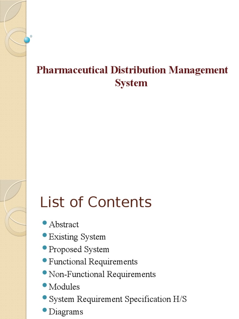 Pharmaceutical Distribution Management System - 3ppt | PDF | Pharmacy ...