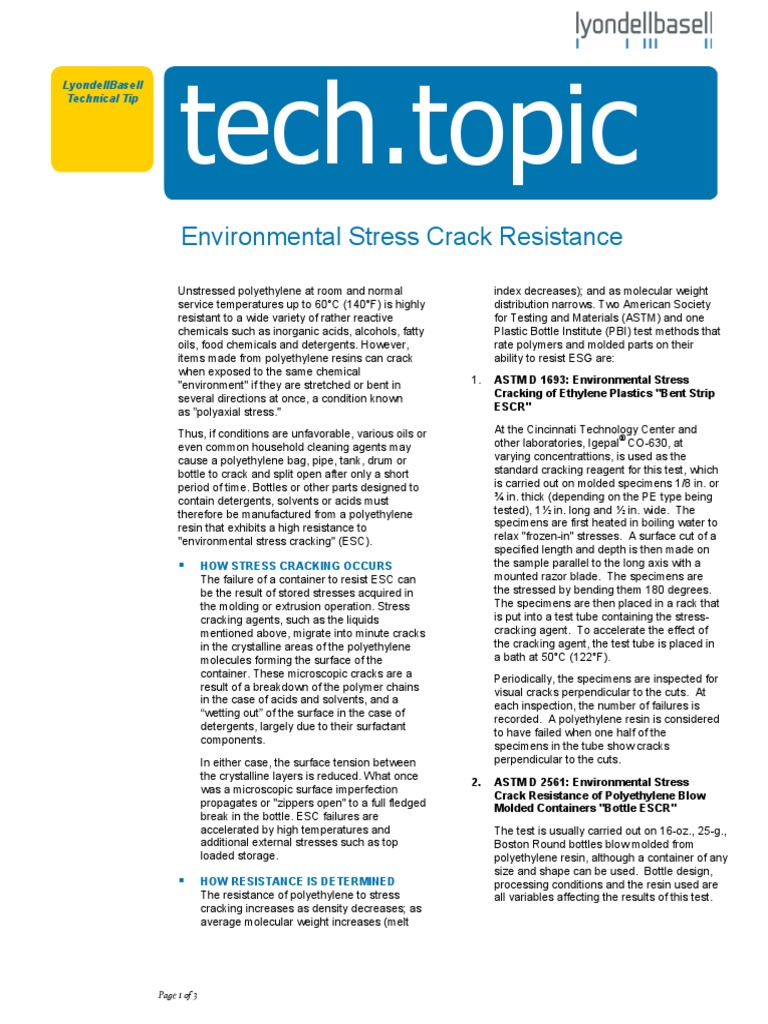 Tech Topic Environmental Stress Crack Resistance | PDF | Polyethylene ...