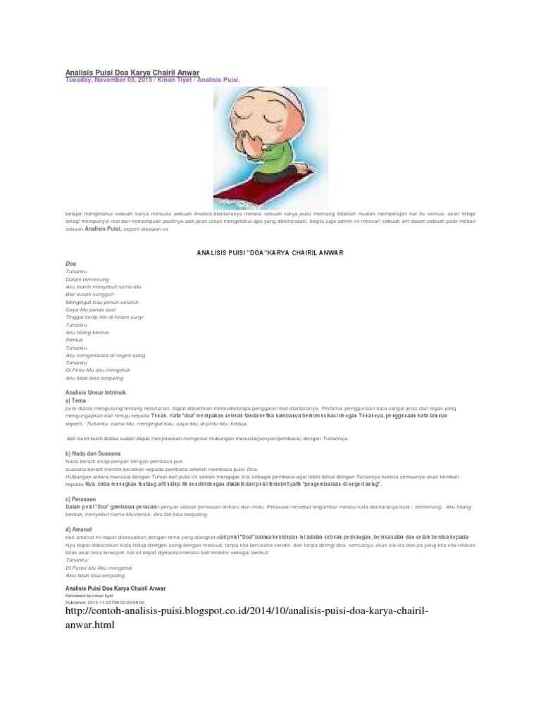 Analisis Puisi Doa Karya Chairil Anwar | PDF