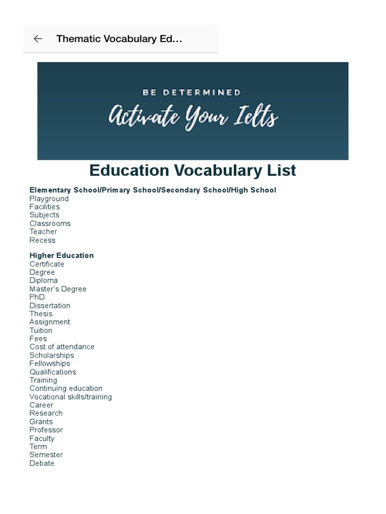 Thematic Vocabulary Education AYI Podcast | PDF | Language Arts ...
