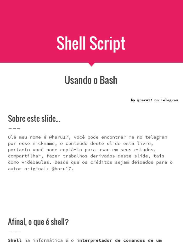 Shell Script (Bash) | PDF | Linguagem de script | Shell (informática)