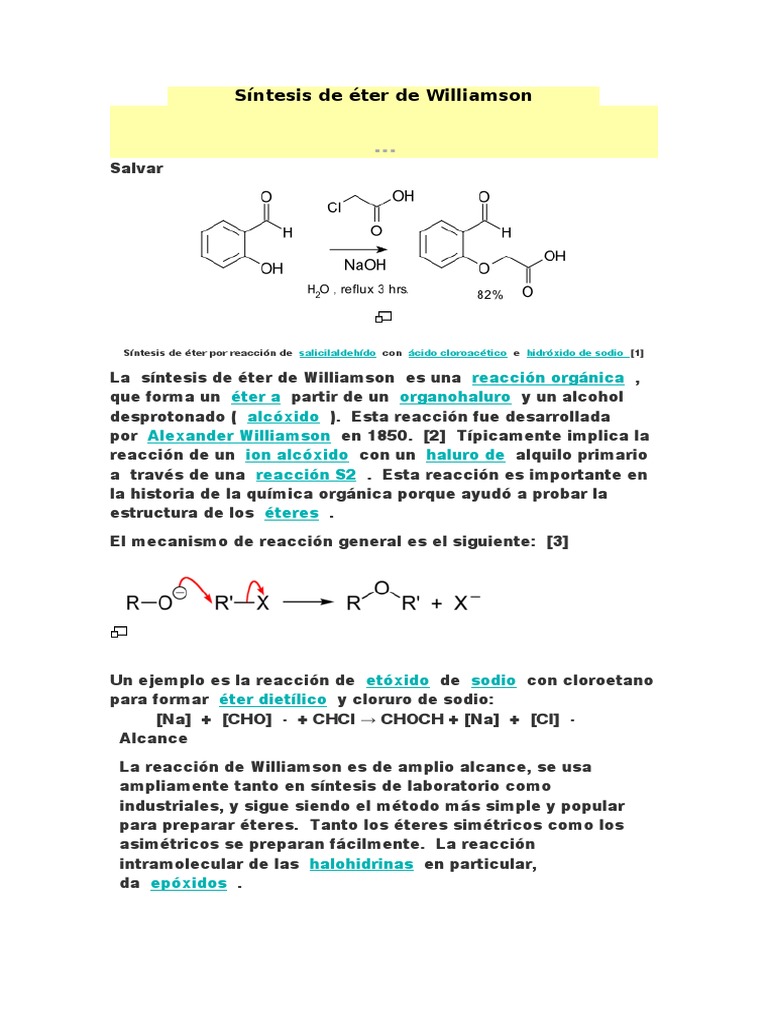 Síntesis De éteres De Williamson Pdf éter Catálisis
